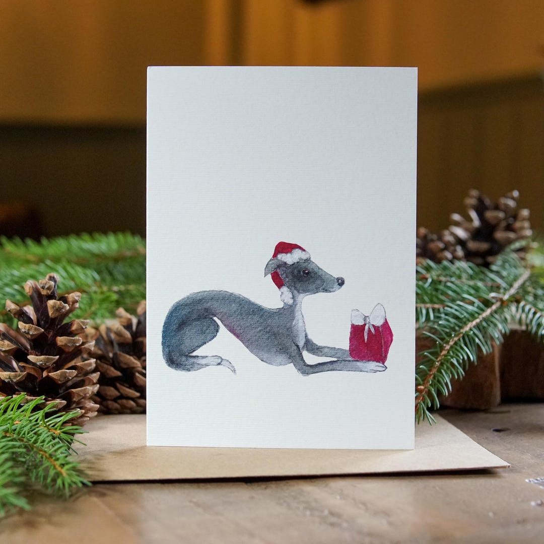 Whippet Christmas Card | Sighthound Christmas Card | Whippet Card ...