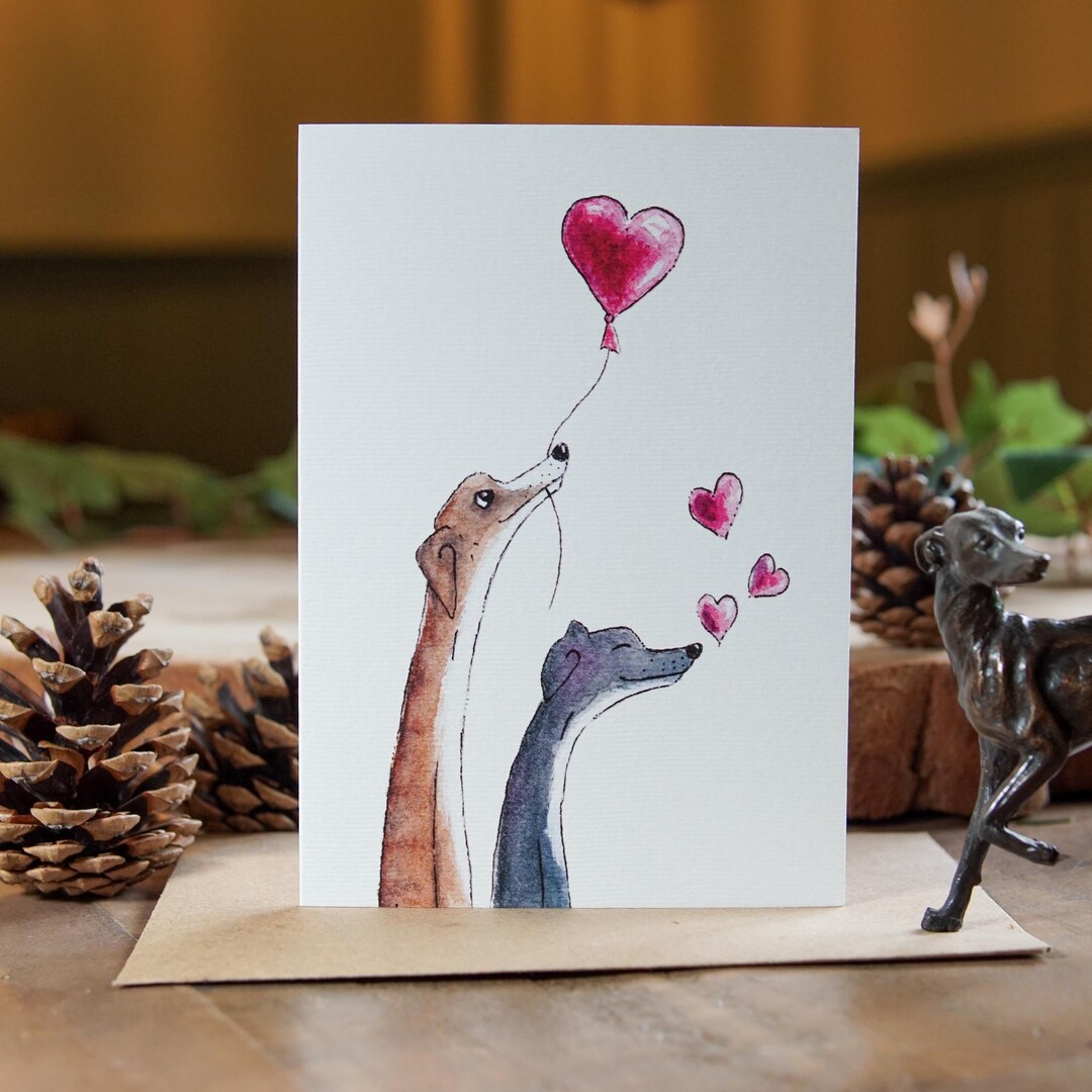 Whippet Love Balloon Card | Sighthound Anniversary, Birthday ...