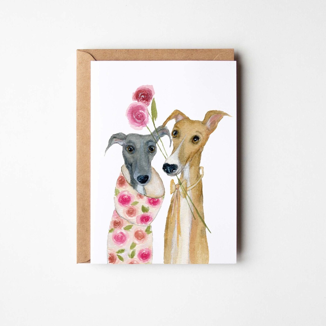 Whippet Birthday Card Whippet Greeting Card Whippet Wedding Card Dog ...