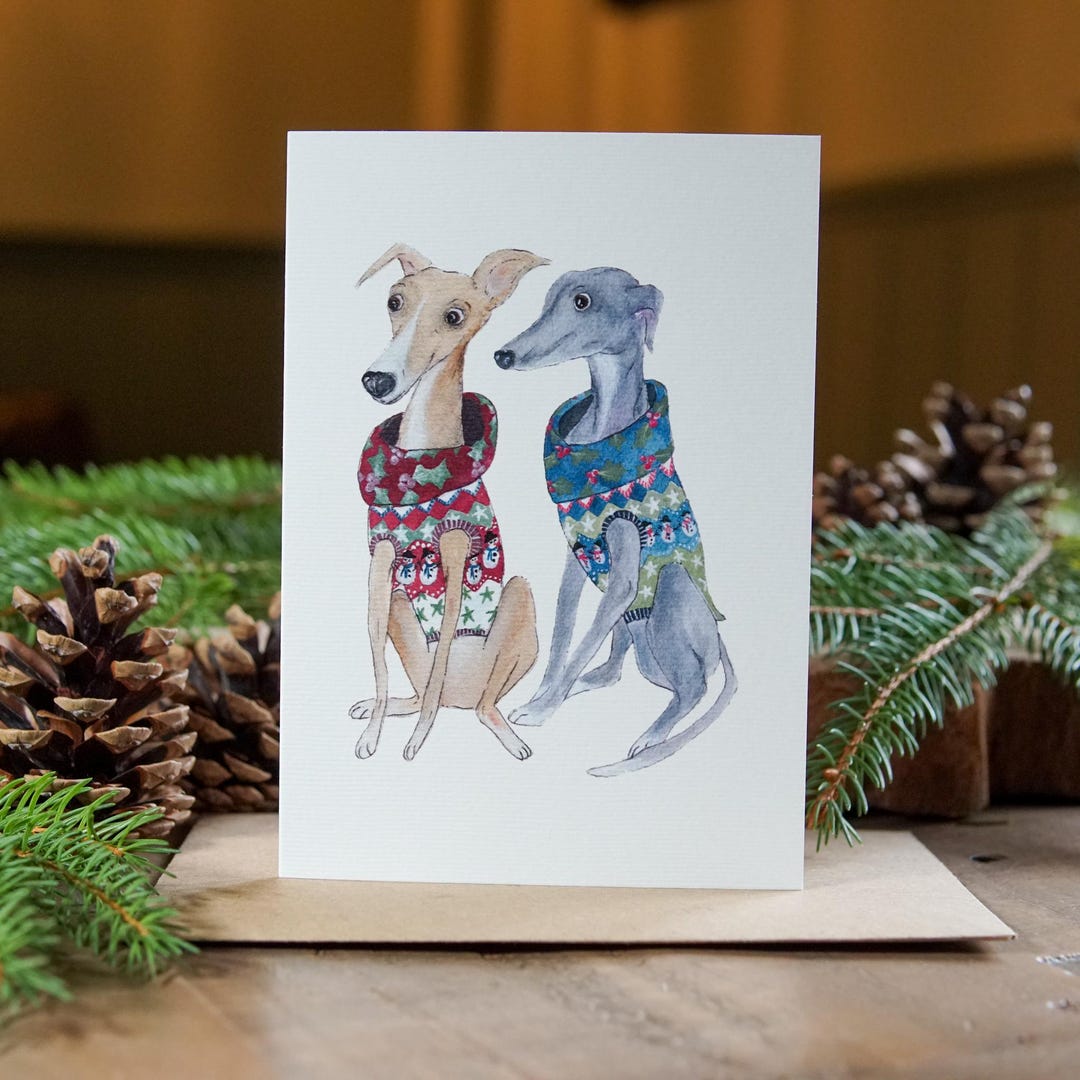 Whippet Christmas Card | Sighthound Christmas Card | Whippet Card ...
