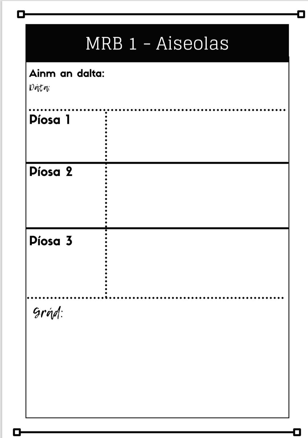 Gaeilge MRB - Feedback Sheets for Teacher - Etsy