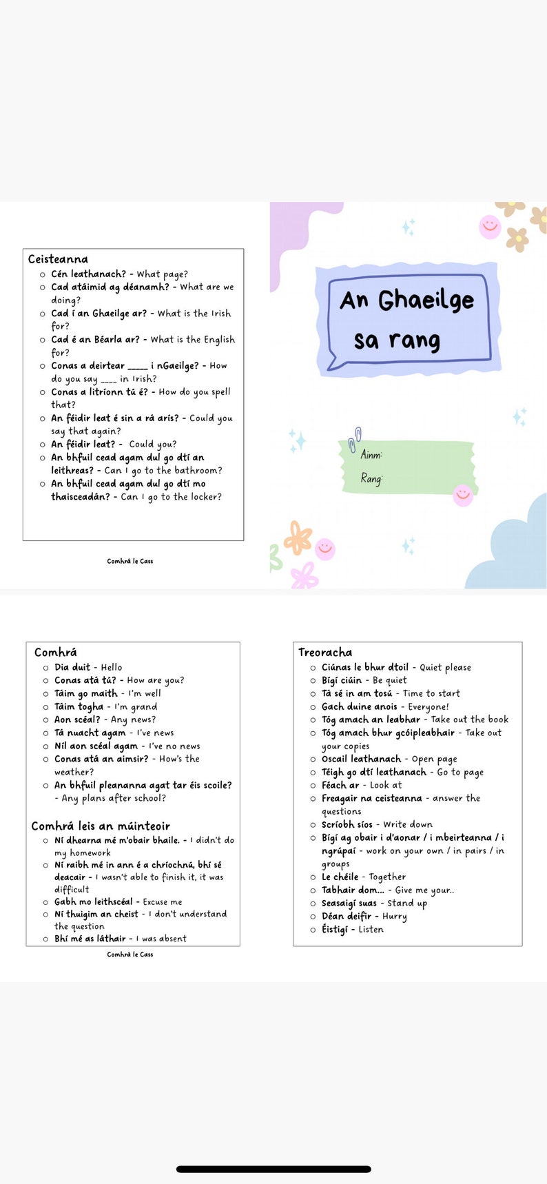 An Ghaeilge Sa Rang - Booklet for Students to Promote Speaking Irish in ...