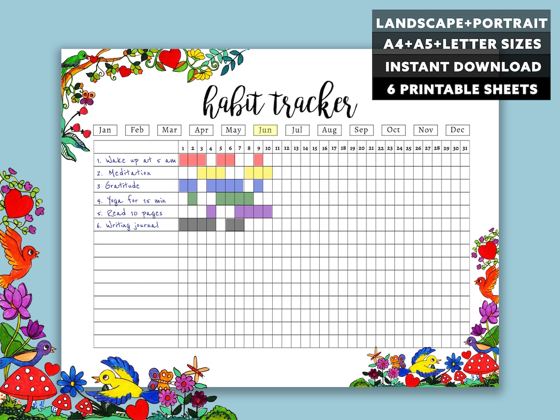 Rastreador de hábitos imprimible / Seguimiento mensual de - Etsy España