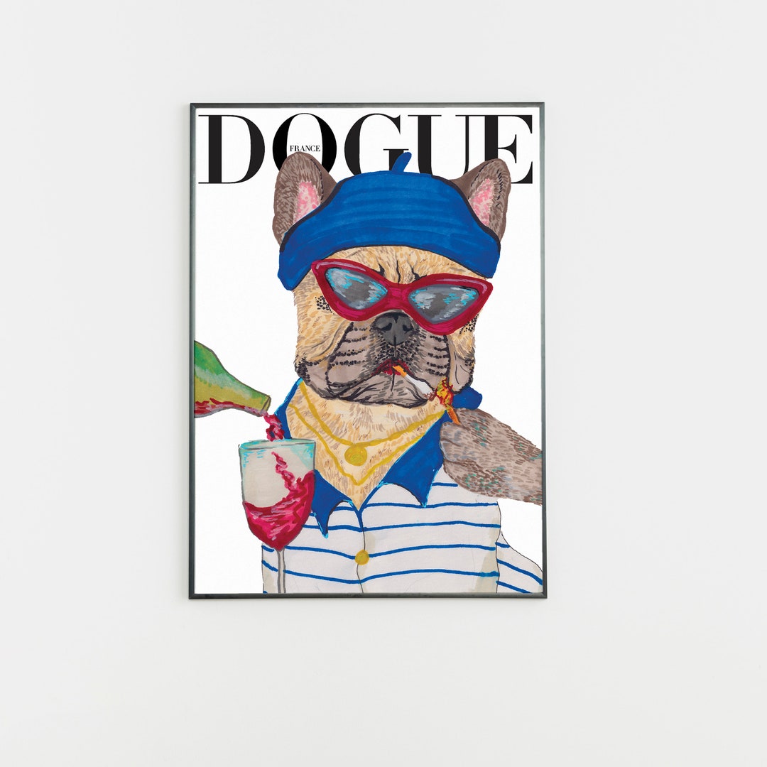 French Bulldog Art Printdog Wall Art Douge/ Vouge Magazine Cover ...