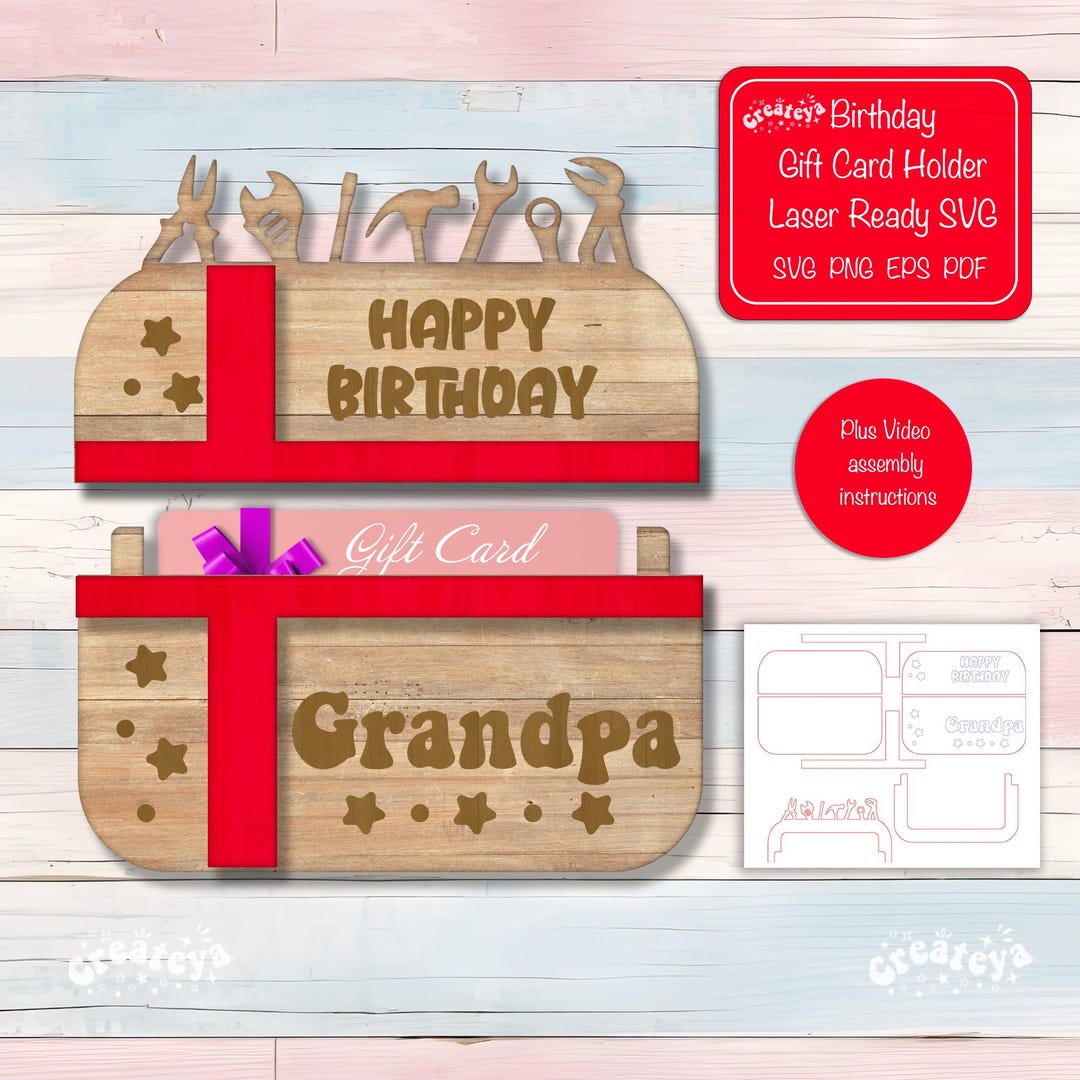 Gift Card Holder Svg Laser Cut File Gift Card Box Svg Personalized ...
