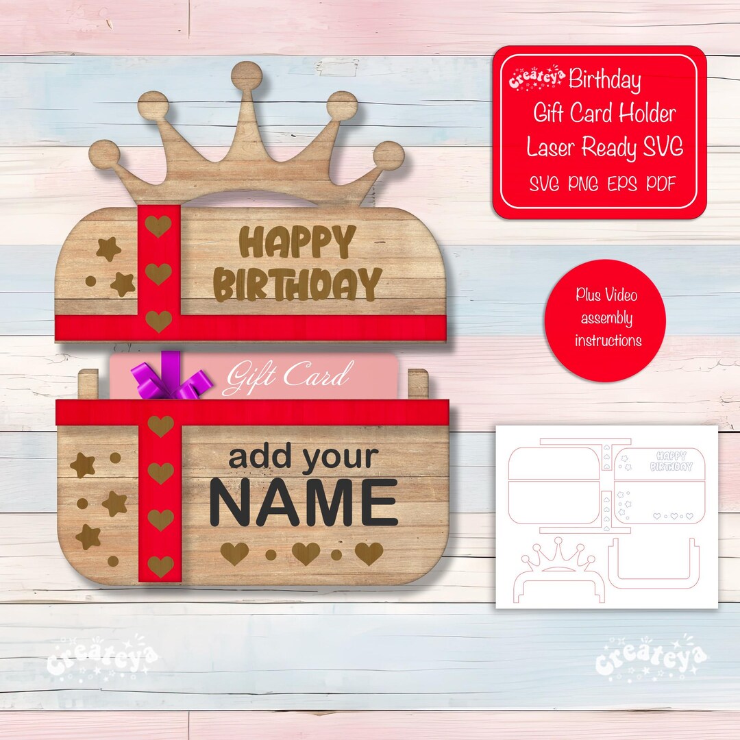 Crown Gift Card Holder Svg Laser Cut File Gift Card Box Svg ...