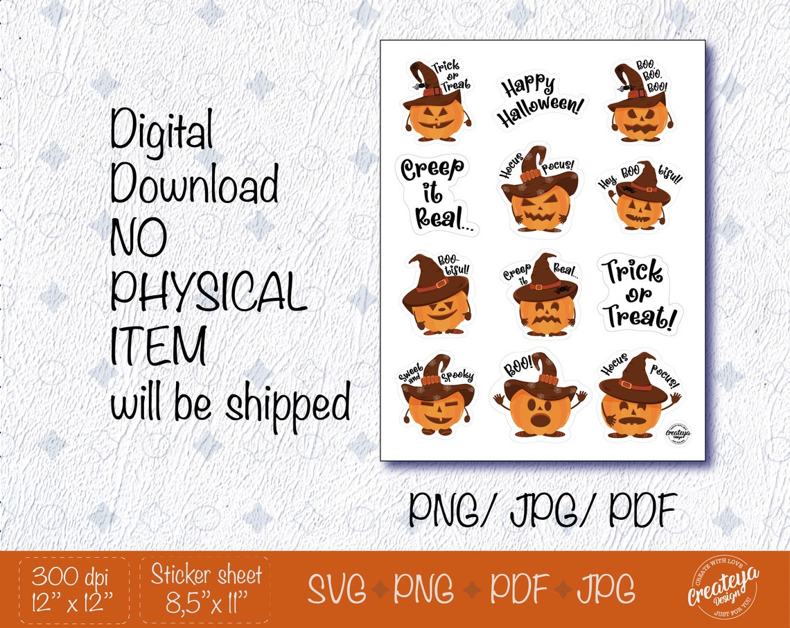 Halloween Stickers printable bundle SVG files for cricut and | Etsy