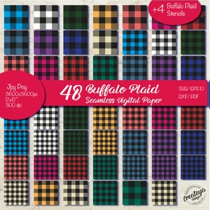 Buffalo Plaid Digital Paper. Buffalo Print. Buffalo Plaid Pattern SVG ...