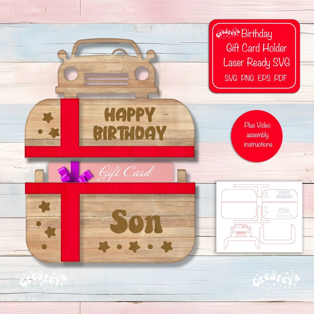 Gift Card Holder Svg Laser Cut File Gift Card Box Svg Personalized ...