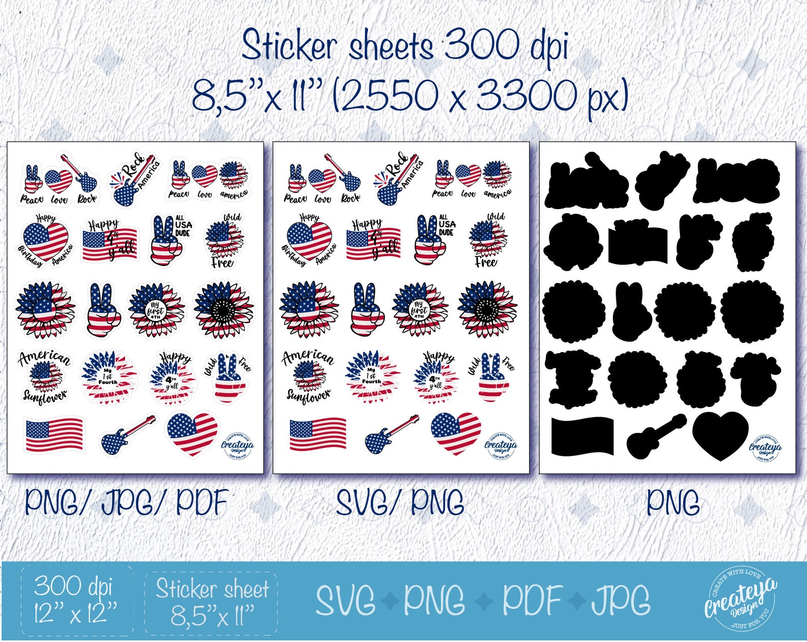 Patriotic Stickers Svg Bundle Printable Planner Sticker Sheet - Etsy