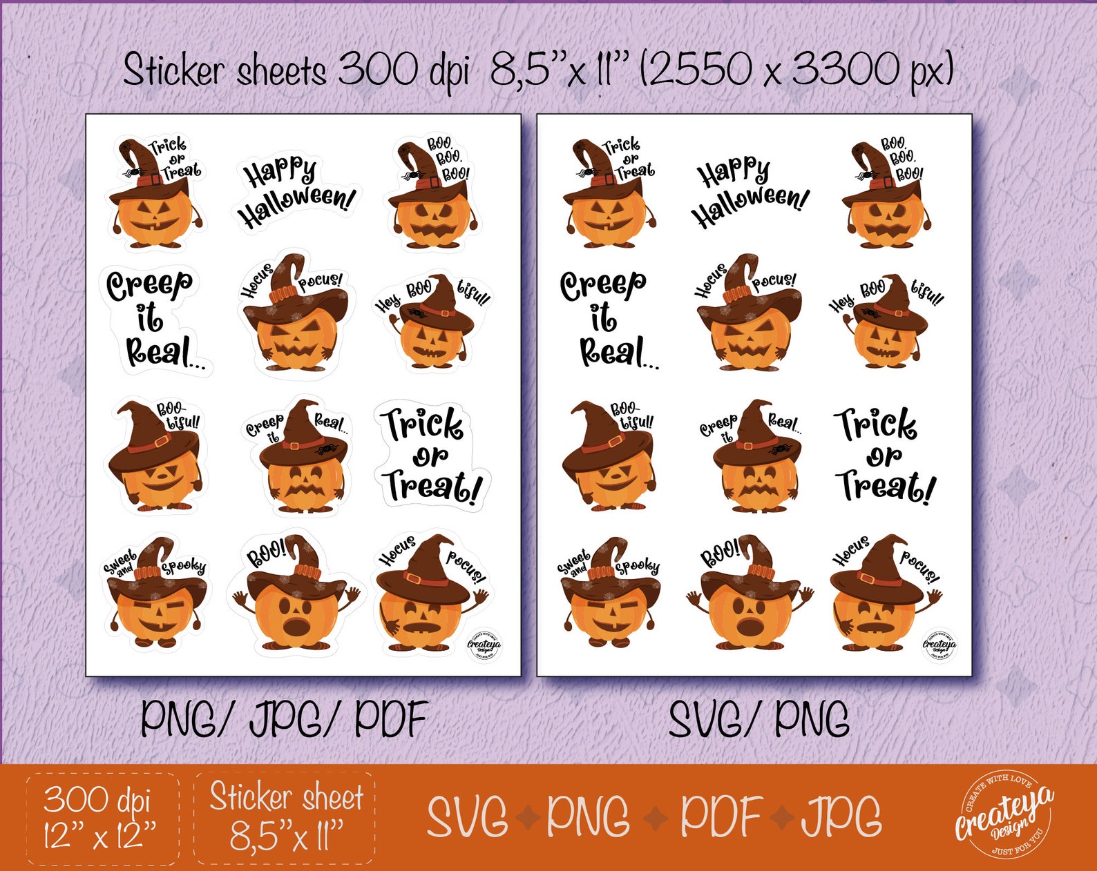 Halloween Stickers printable bundle SVG files for cricut and | Etsy