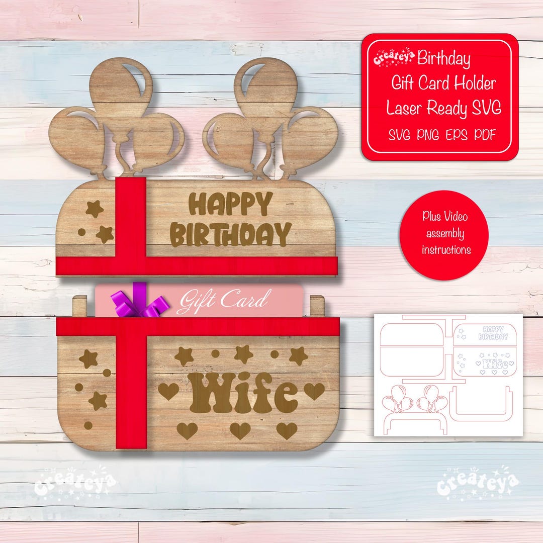Gift Card Holder Svg Laser Cut File Gift Card Box Svg Personalized ...