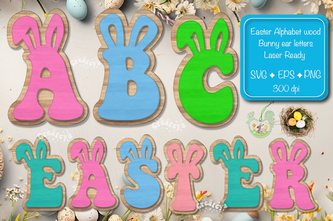 Easter Alphabet Svg Laser Cut Alphabet Letters Layered English Alphabet ...