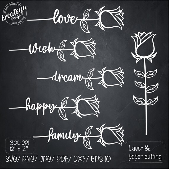 Valentine Svg Glowforge Rose Svg Valentine Day Love Wish | Etsy