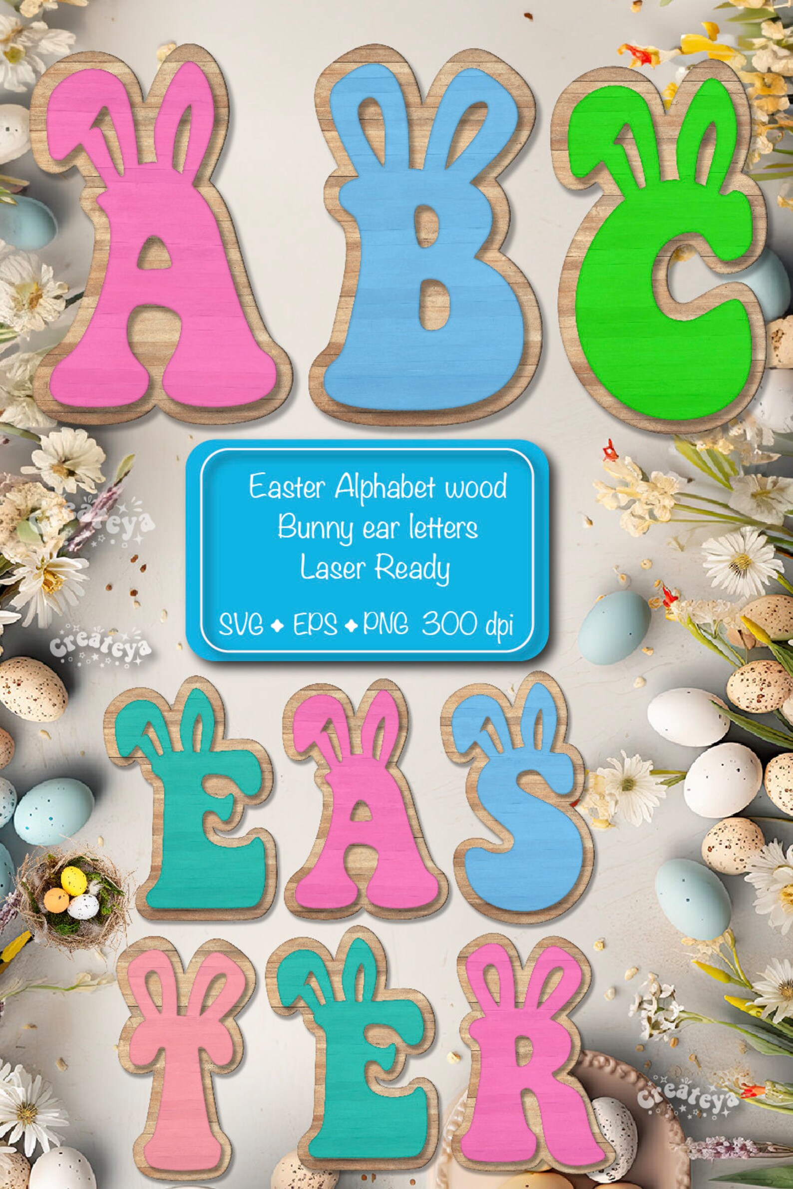 Easter Alphabet Svg Laser Cut Alphabet Letters Layered English Alphabet ...