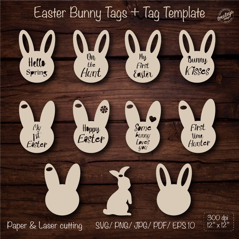Bunny Tag Svg - Etsy