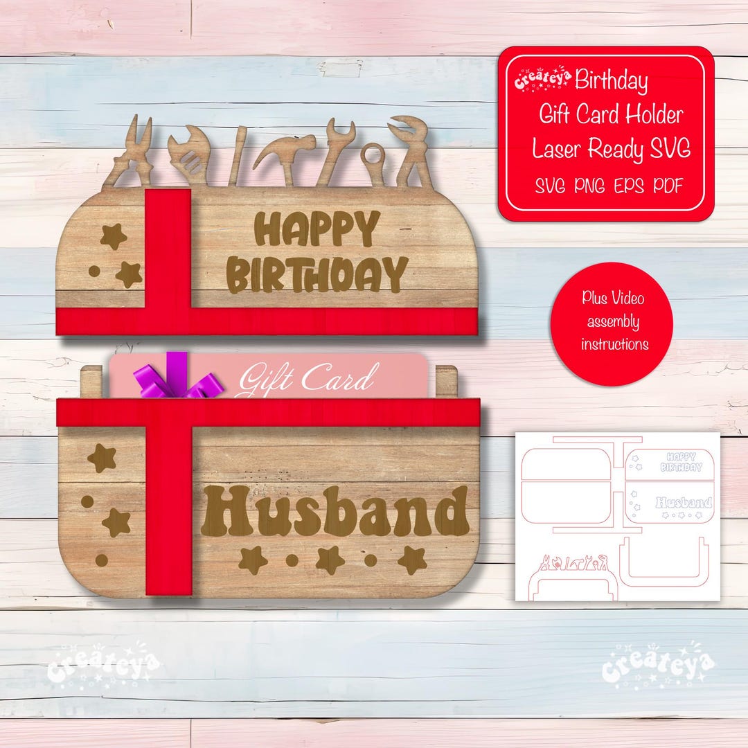 Gift Card Holder Svg Laser Cut File Gift Card Box Svg Personalized ...