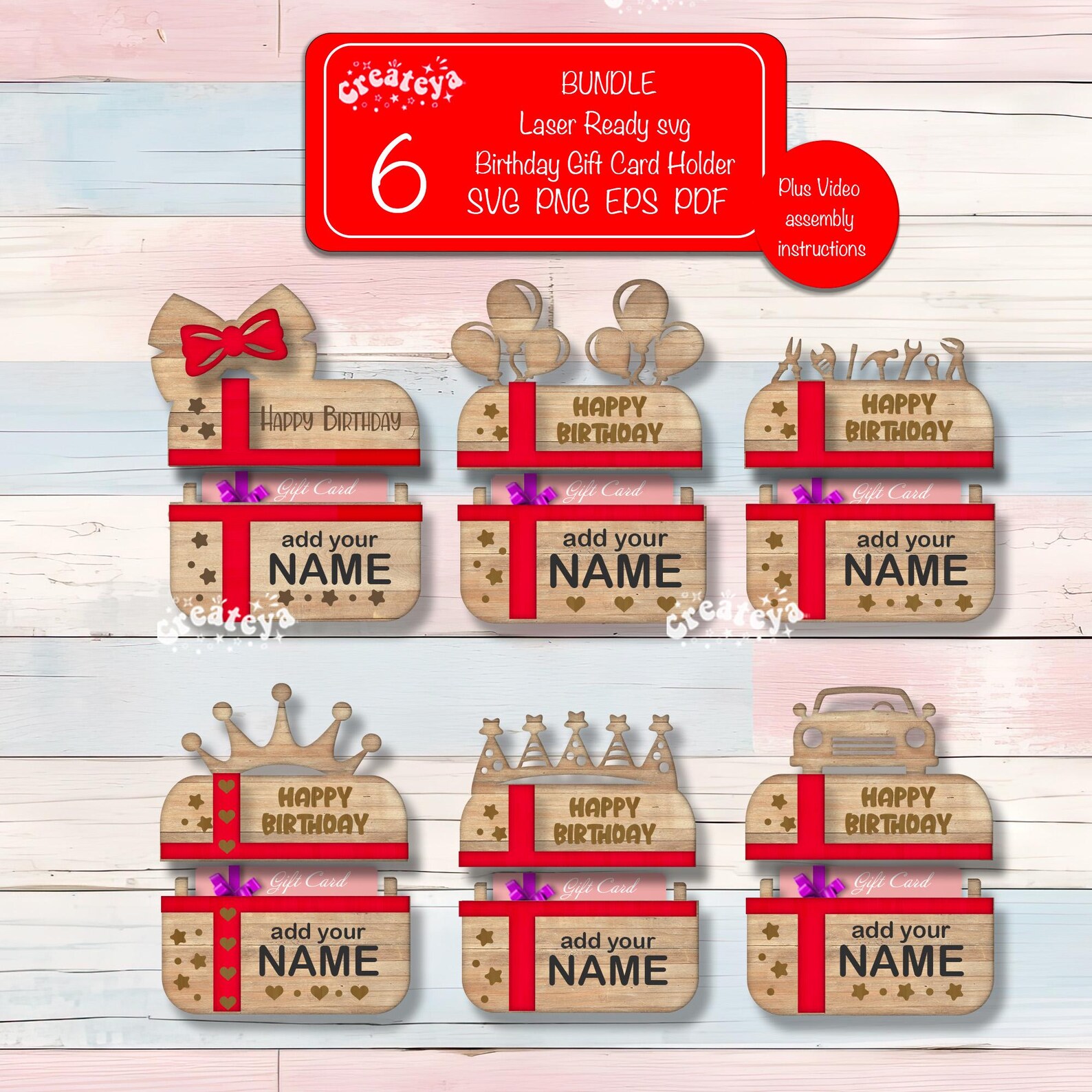 Gift Card Holder Svg Laser Cut File Bundle Gift Card Box Svg ...