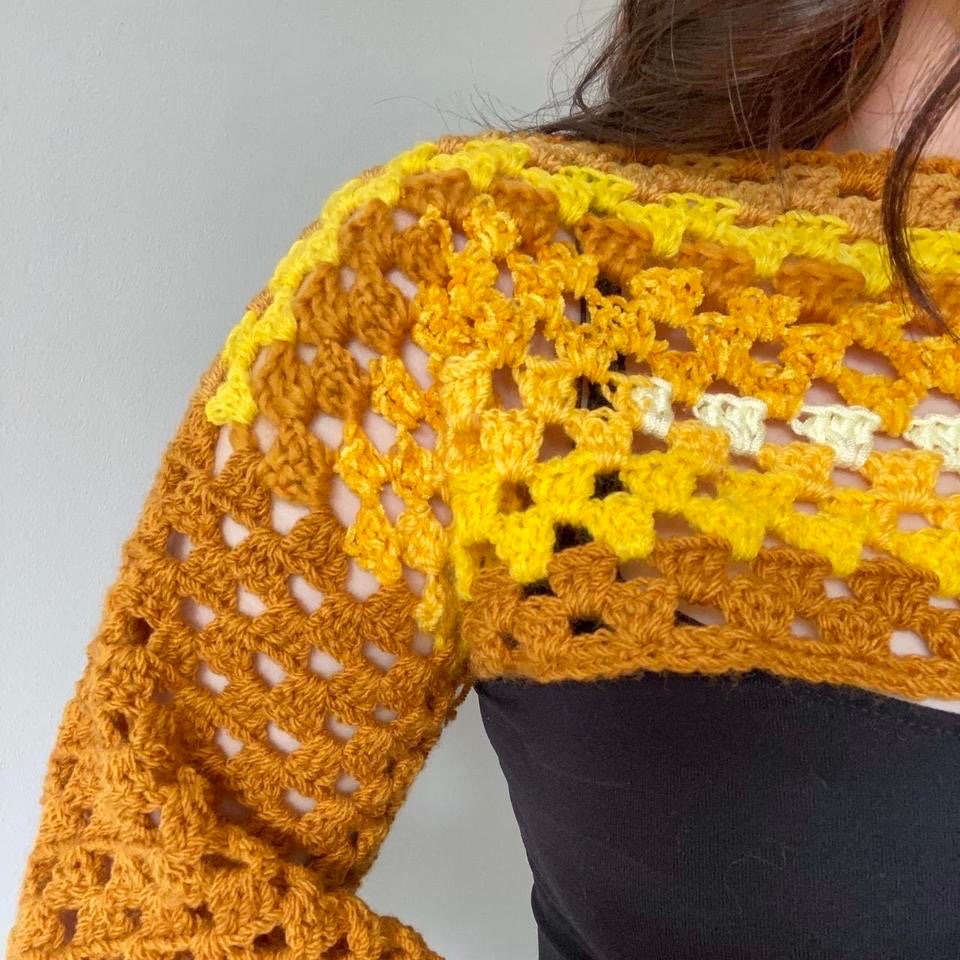 Honey Scrap Yellow Crochet Shrug Sleeves Bolero Super Crop Jumper - Etsy