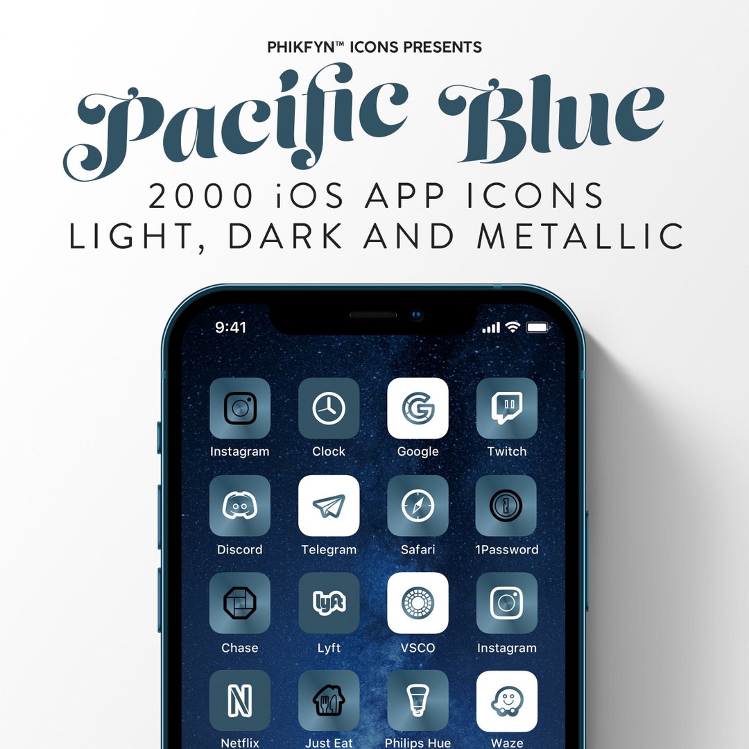 2000 Pacific Blue Ios 14 iPhone iPad Premium App Icon Pack - Etsy