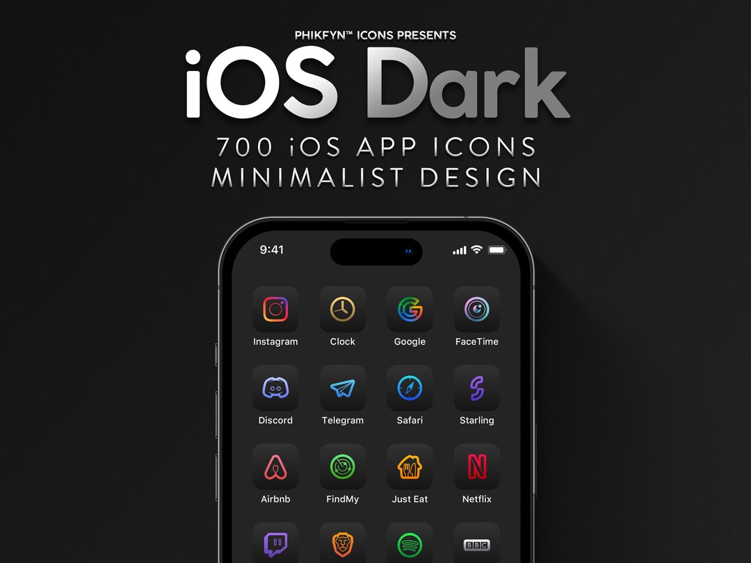 700 Ios Dark iPhone App | Social Media | Icon Pack - Etsy