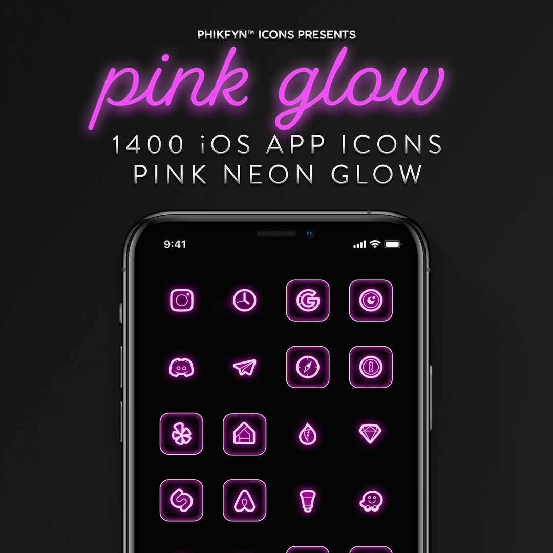 1400 Pink Neon Glow Ios iPhone App Icon Pack | Premium Neon Glow ...