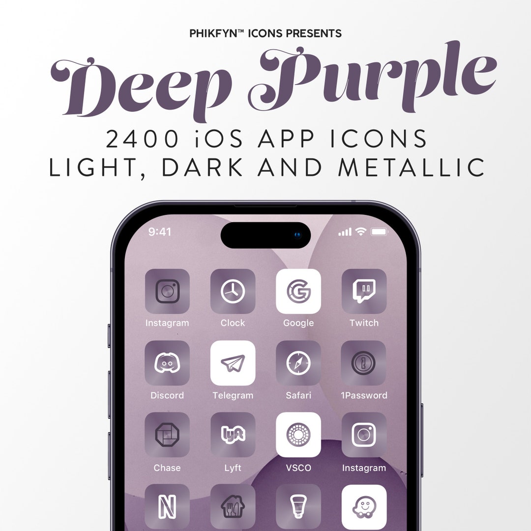2400 Deep Purple Ios iPhone iPad Premium App Icon Pack | iPhone 14 Pro ...