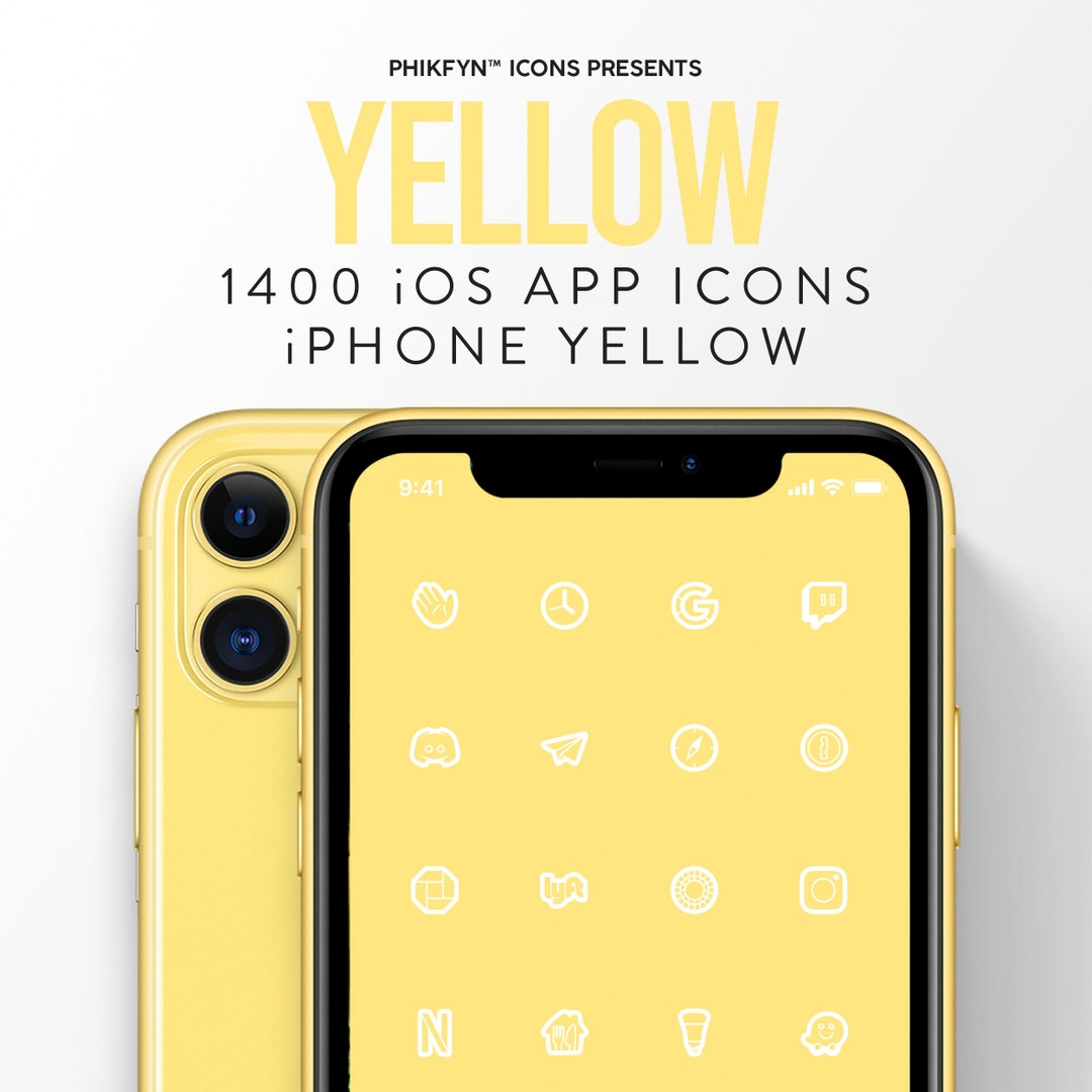 1400 Yellow iOS iPhone 11 Aesthetic Minimalist App Icons pack ...