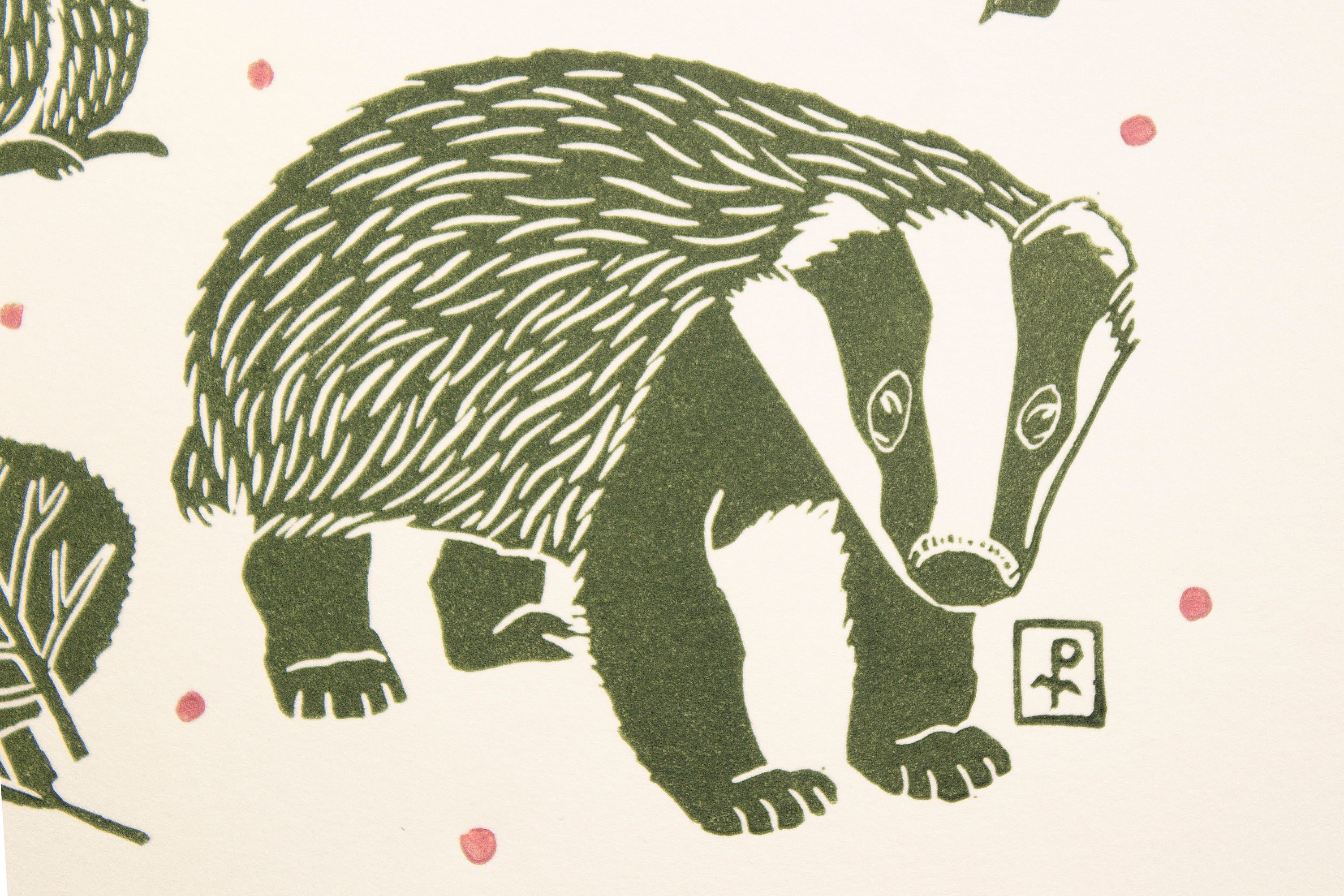 Woodland lino print Original print Linocut print Animal | Etsy