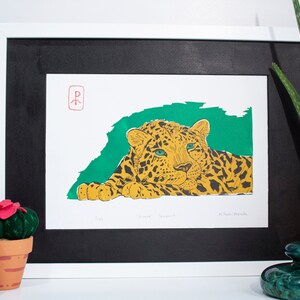 Leopard Lino Print Original Print Linocut Print Animal | Etsy