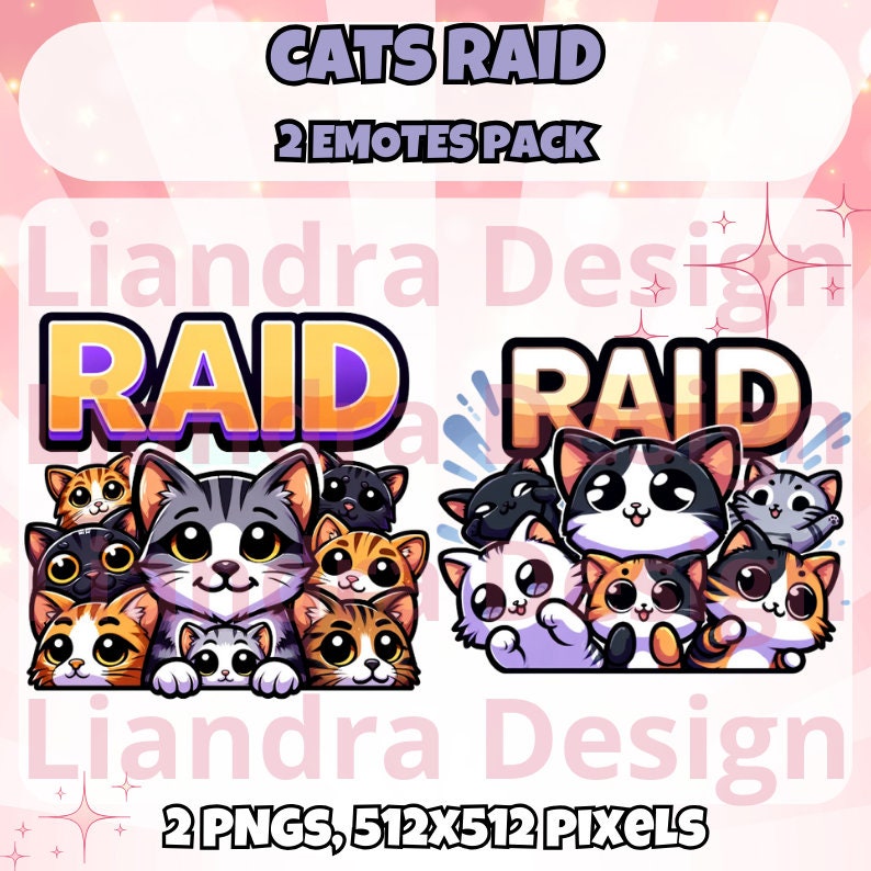CATS RAID Twitch Emote Cats Raid Cute Twitch Emotes 2 Different Version ...