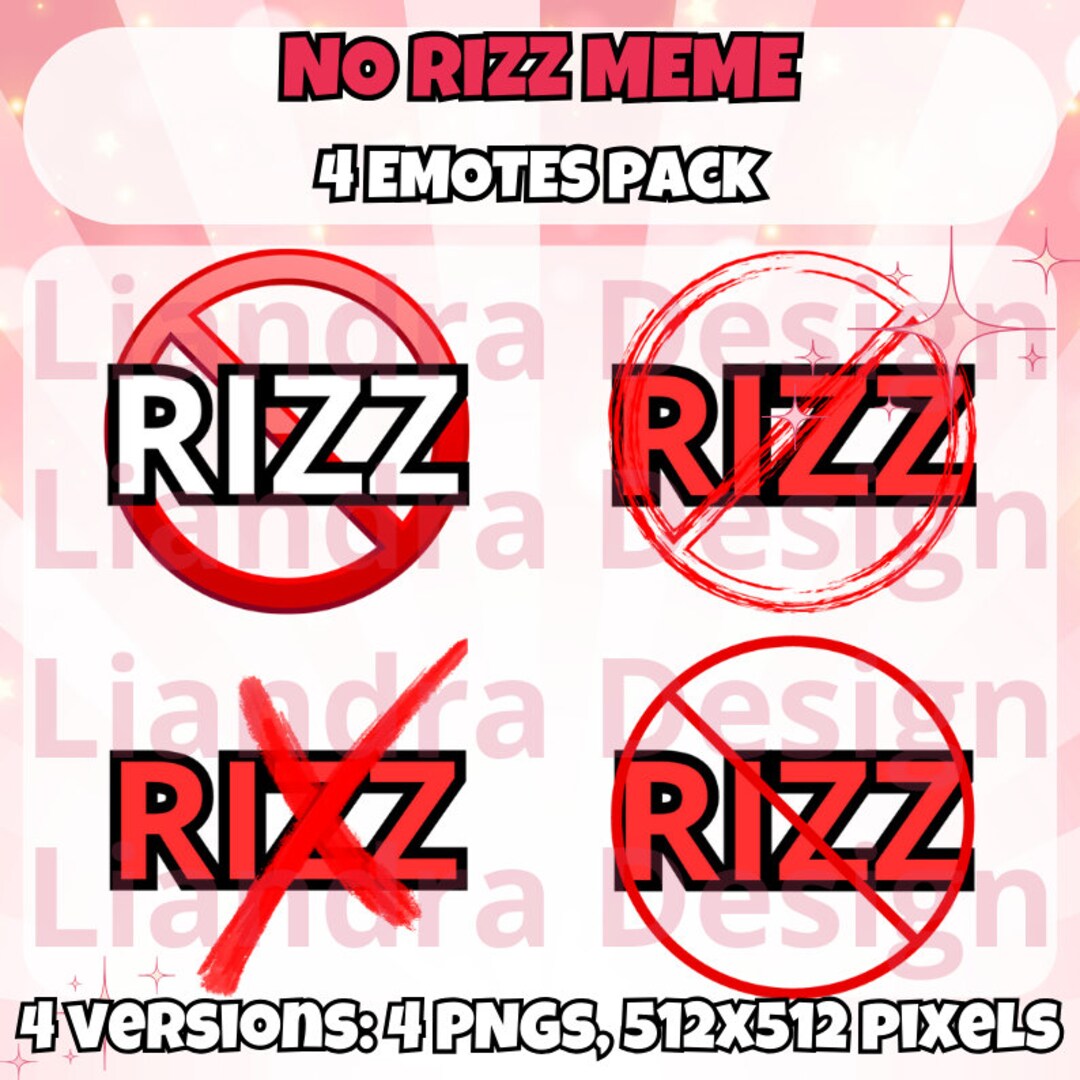 NO RIZZ MEME Twitch Emote No Rizz Allowed Funny Twitch Emotes 4 ...