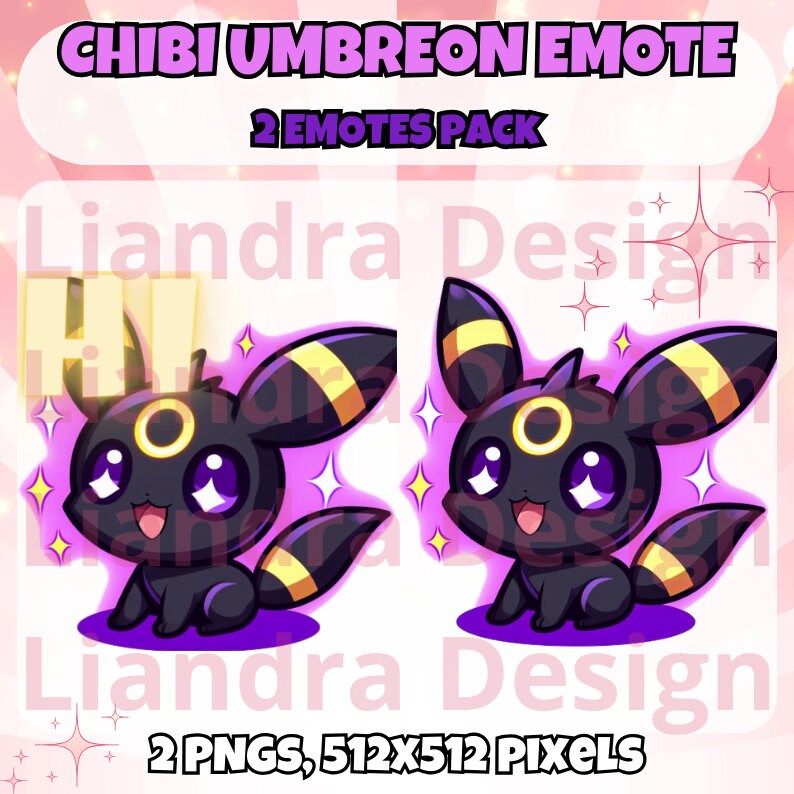 CHIBI UMBREON Twitch Emote Pokémon Twitch Emote Umbreon Twitch Discord Youtube Facebook Stream ...