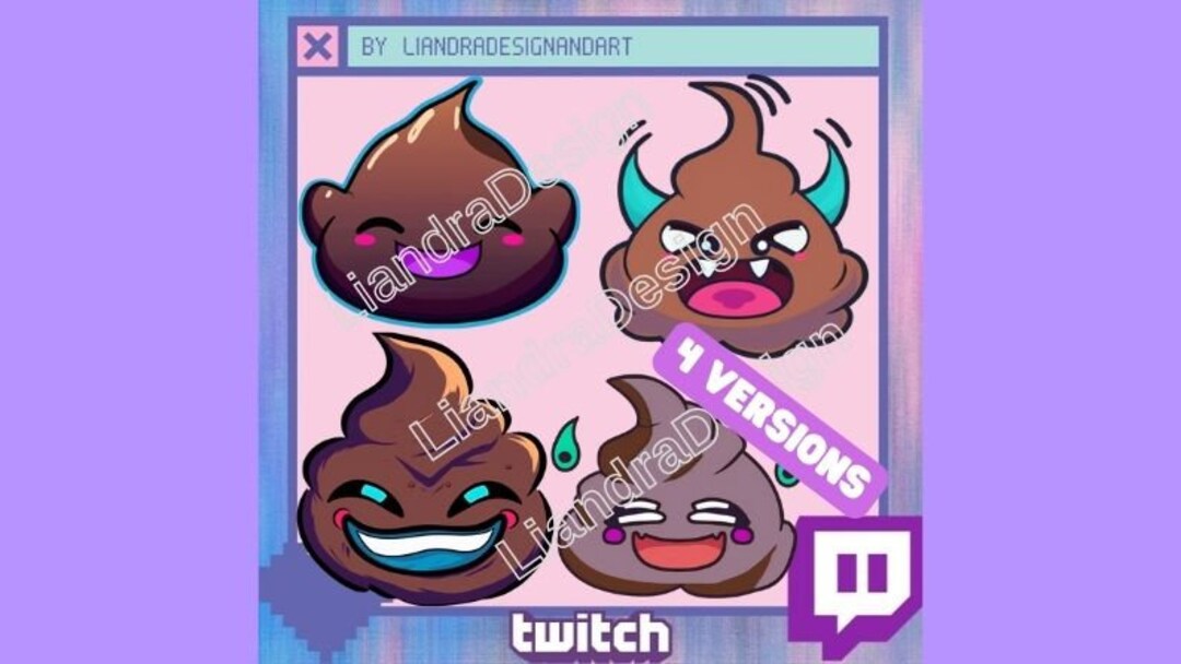 4 Versions of KAWAII POO Emote Twitch Emote Youtube Emote Discord Emote ...
