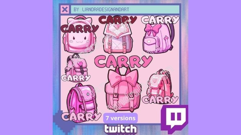 Pink Twitch Emote Carry Twitch Emote 7 Versions Twitch Emote - Etsy Canada