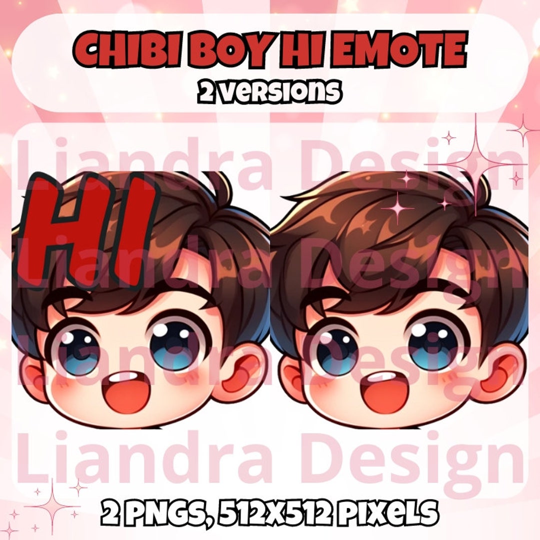 CHIBI BOY HI Twitch Emote Boy Hello Twitch Emote Man Twitch Discord Youtube Facebook Stream ...