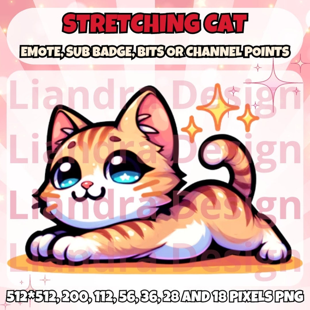 STRETCHING CAT Twitch Emote, Yoga Channel Points, Cat Twitch Discord ...