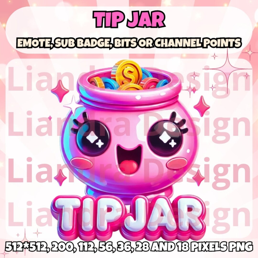 Pink Tip Jar Twitch Emote Funny Twitch Emote Tip Jar Twitch Emote ...