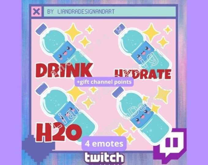 HYDRATE DRINK WATER Channel Points Emote for Twitch / Discord / Stream ...