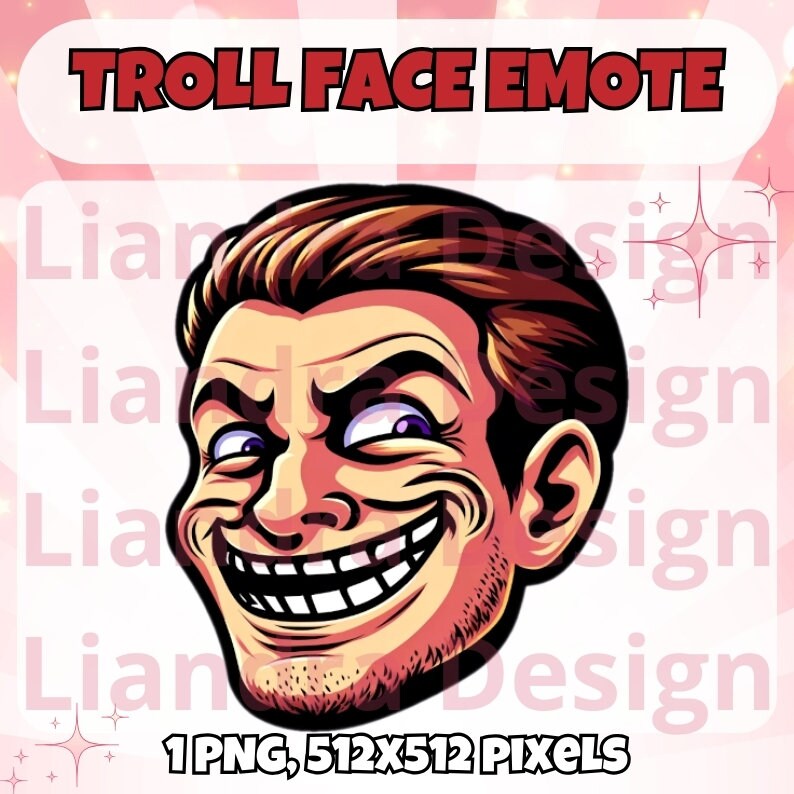 TROLLFACE Meme Emote for Twitch Stream Troll Twitch Discord Facebook ...