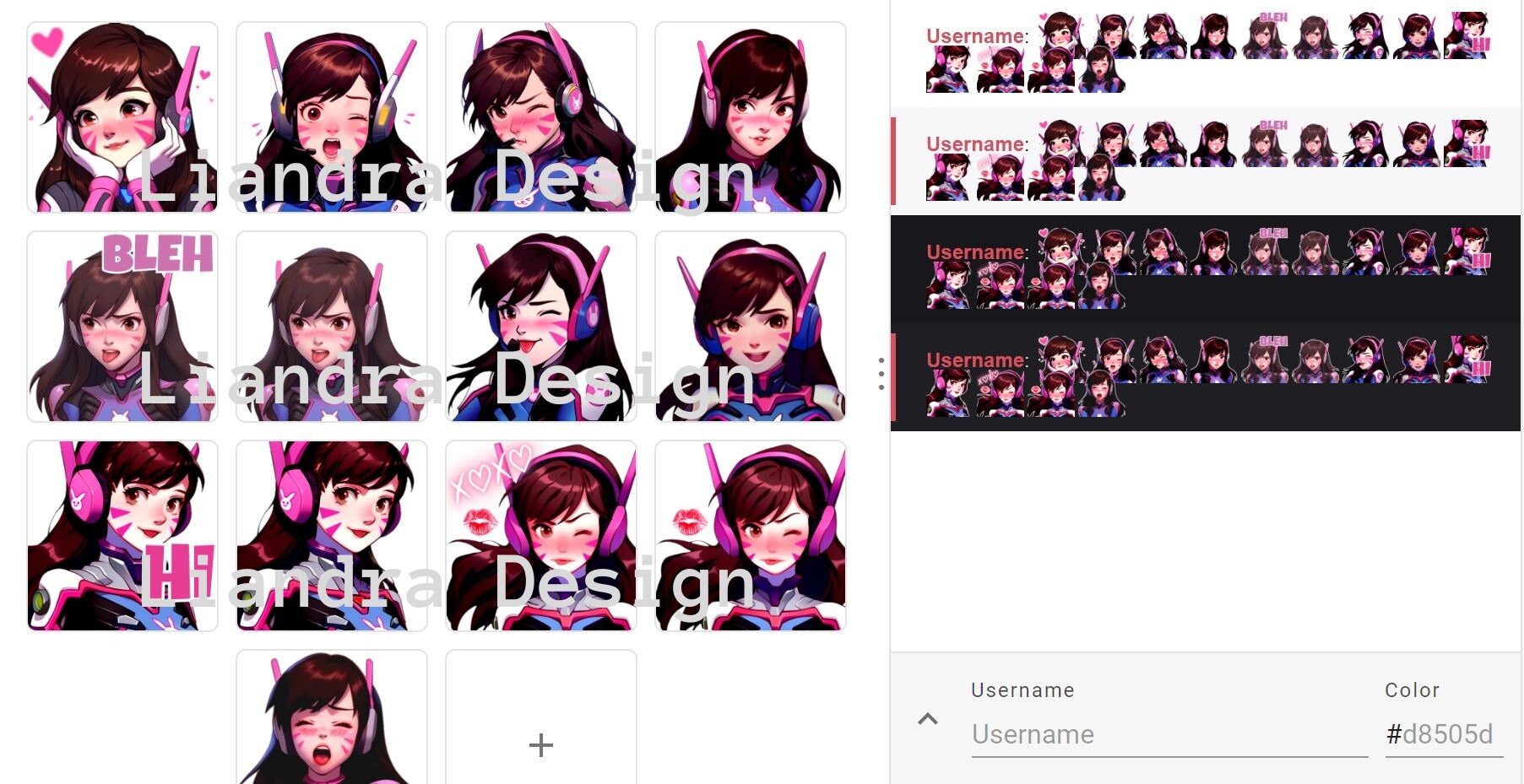 Dva Twitch emote set 1 Dva Overwatch Twitch emote Twitch Emote Youtube ...