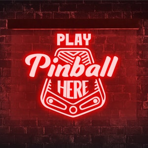 Play Pinball Here Sign Pinball Neon Sign Pinball Led Sign - Etsy