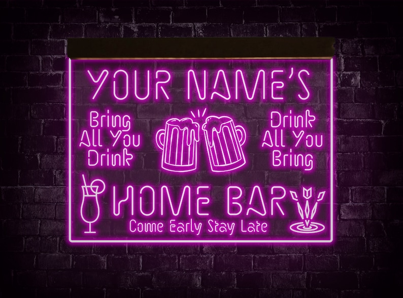 Neon Sign Custom Barpersonalized Neon Bar Signhome Bar Neon Etsy