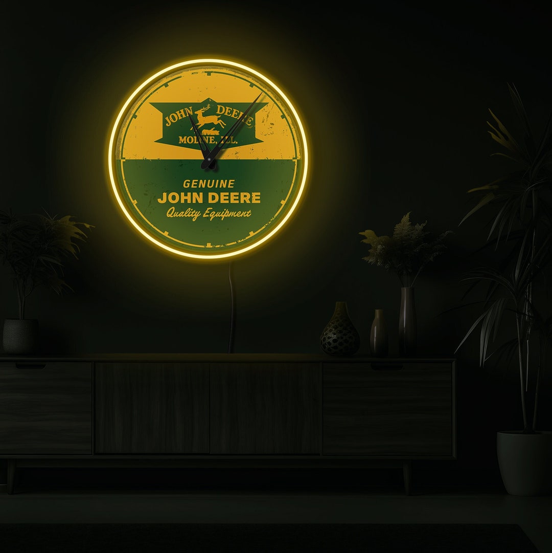 John Deere Neon Clock, John Deere Wall Clock, Farm Wall Clock, John ...