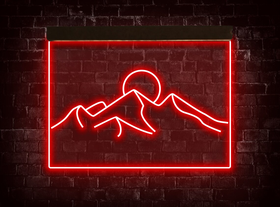 Sunset Neon Sign Mountain Led Sign Sunset Led Sign Mountain - Etsy