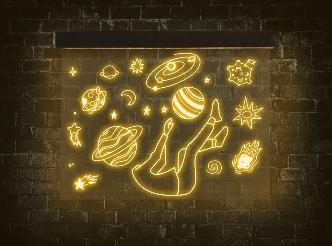 Planets Neon Sign, Planets Led Sign, Planets Light Sign, Space Neon ...