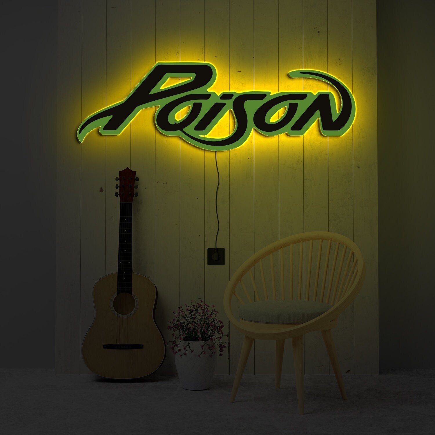 Poison Neon Sign, Poison Logo, Poison Led Sign, Rock Neon, Music Neon ...