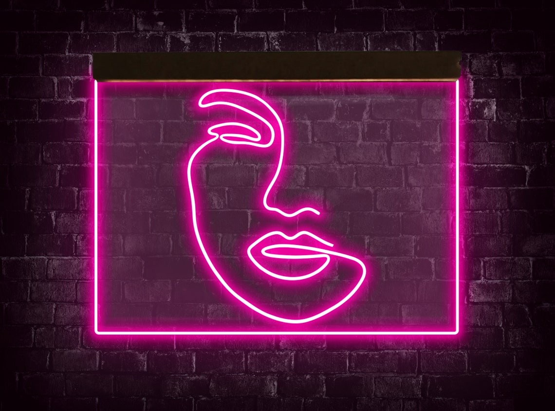 Abstract Face Neon Signabstract Face Wall Artface Neon | Etsy