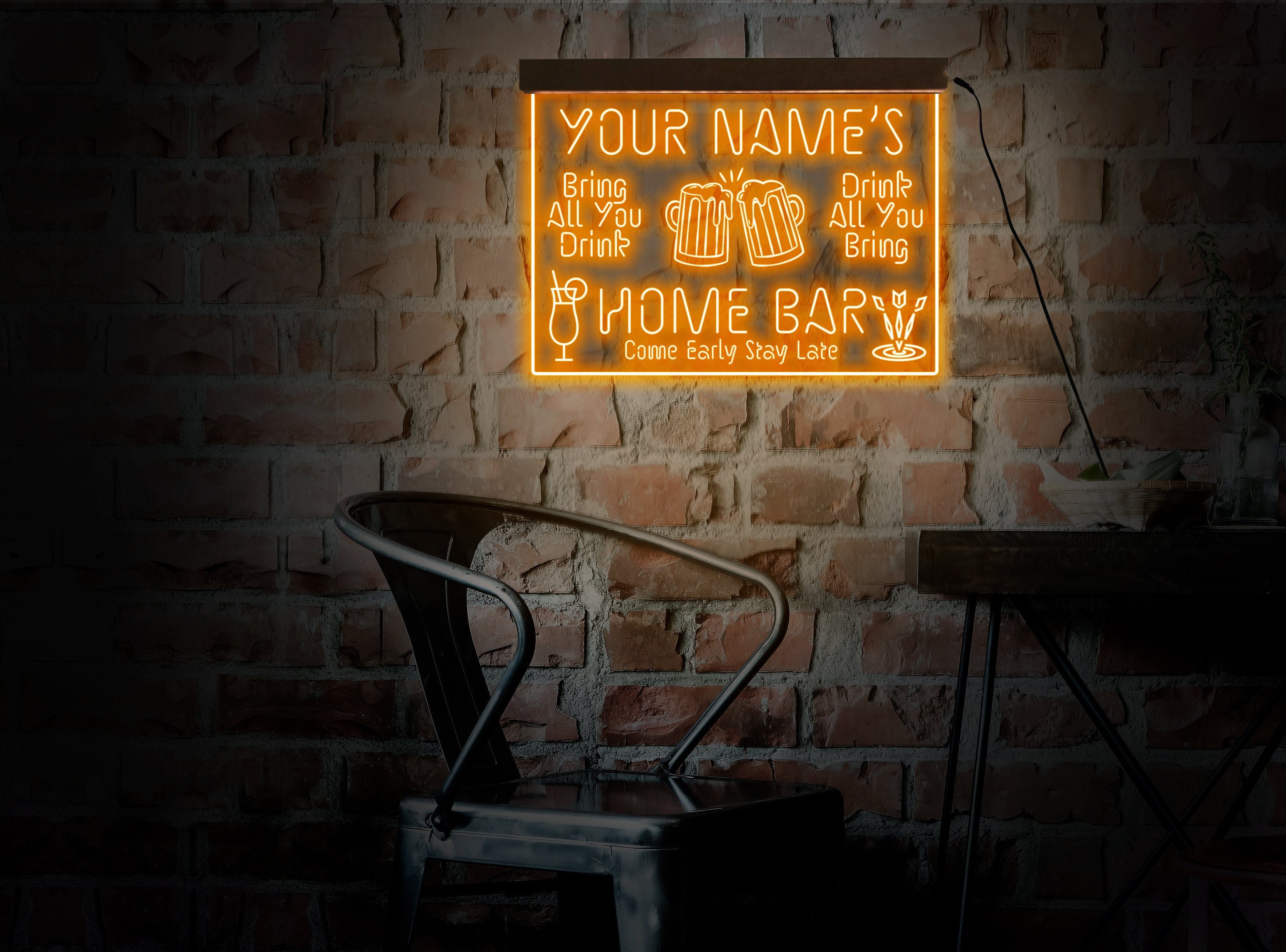 Home Bar Neon Sign,home Bar Sign Personalized,custom Home Bar Sign ...