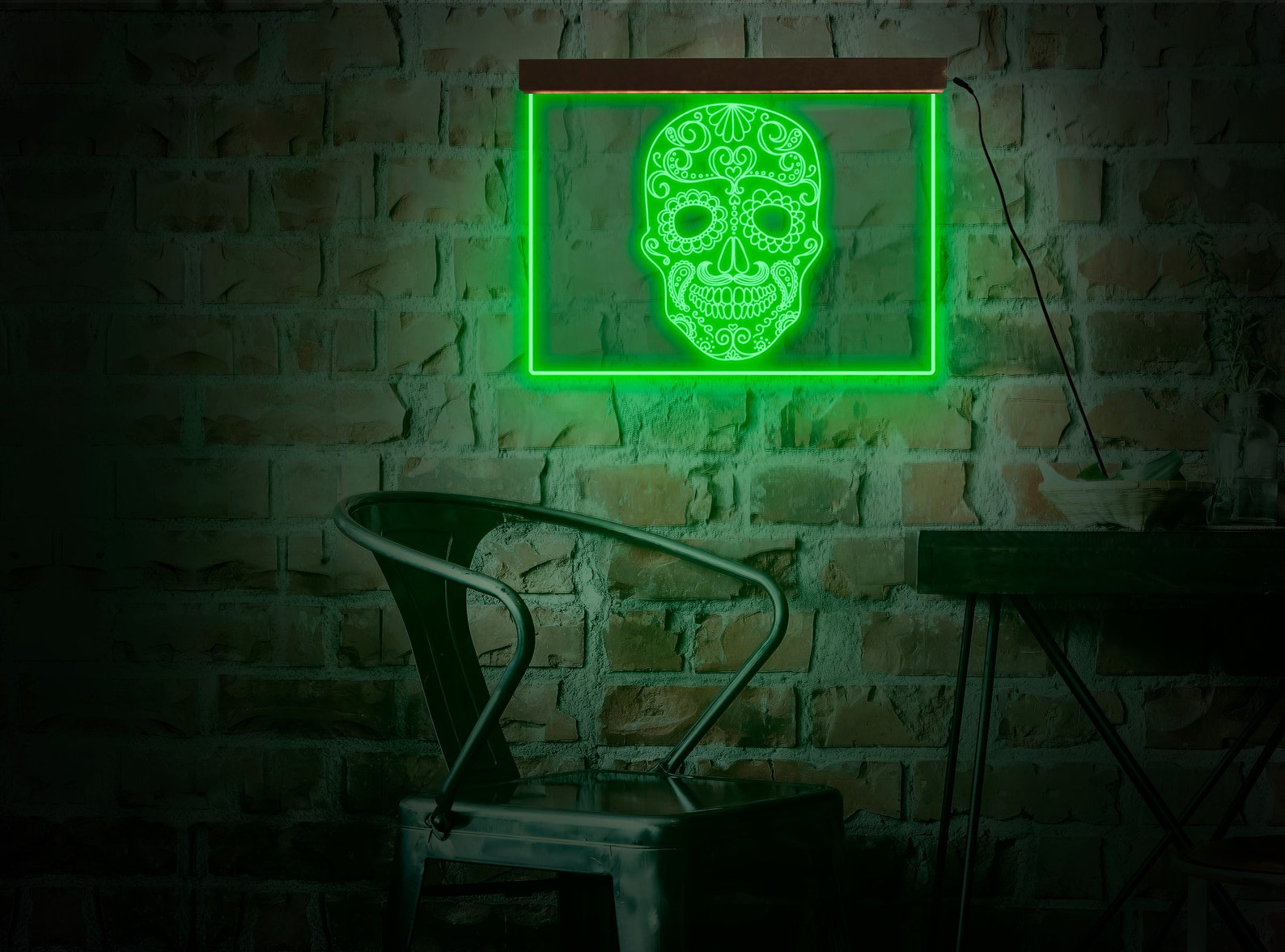 Sugar Skull Neon Signsugar Skull Led Signsugar Skull Wall - Etsy
